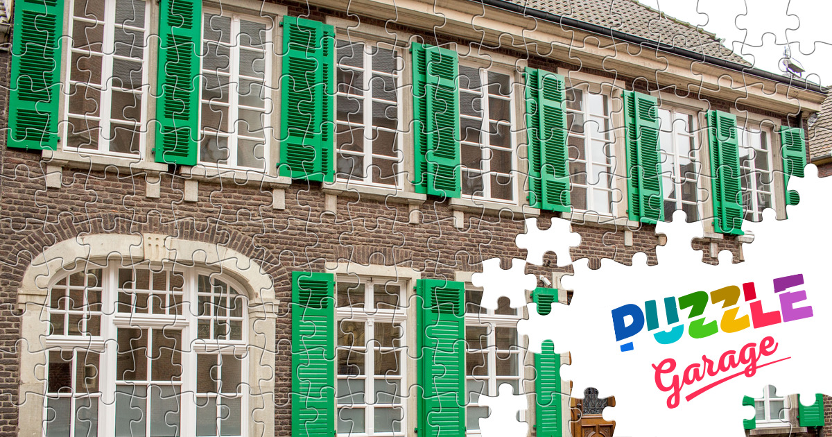 Facade of an old house with green shutters Jigsaw Puzzle (Home, Facades ...