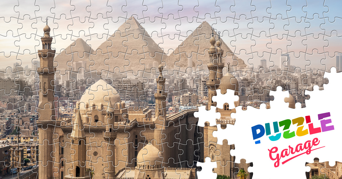 Sultan Hassan Mosque and the Great Pyramids of Giza Jigsaw Puzzle ...