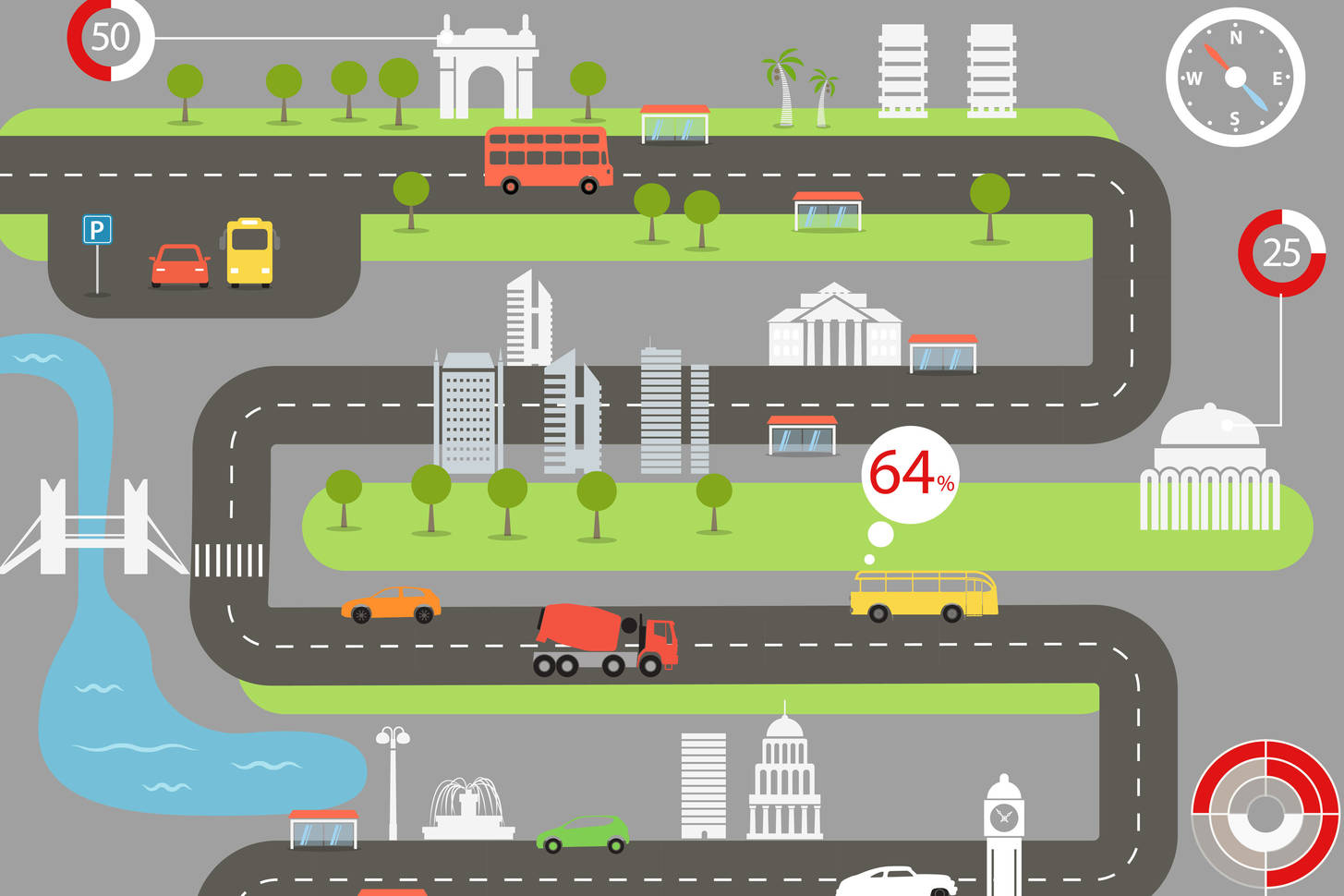 City map with transport Jigsaw Puzzle (For children, Cartoon ...