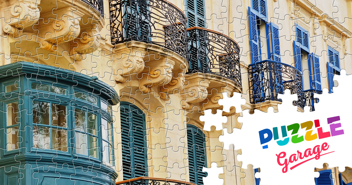 Traditional balconies in Valletta Jigsaw Puzzle (Countries, Malta ...