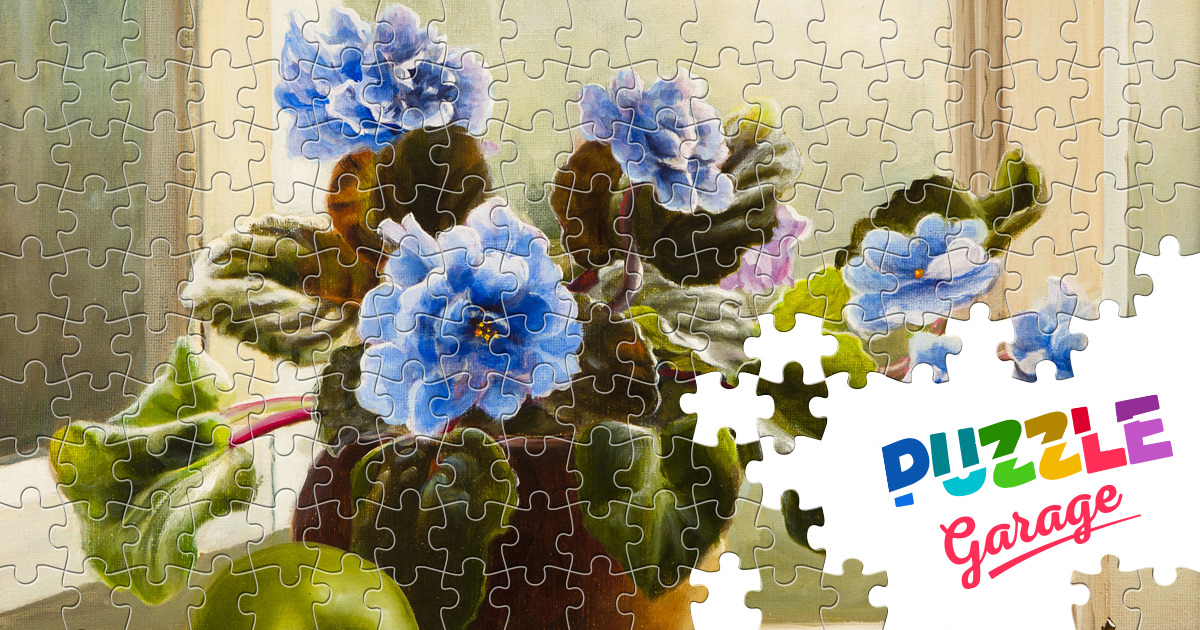 Violets on the window Jigsaw Puzzle (Art, Painting) | Puzzle Garage
