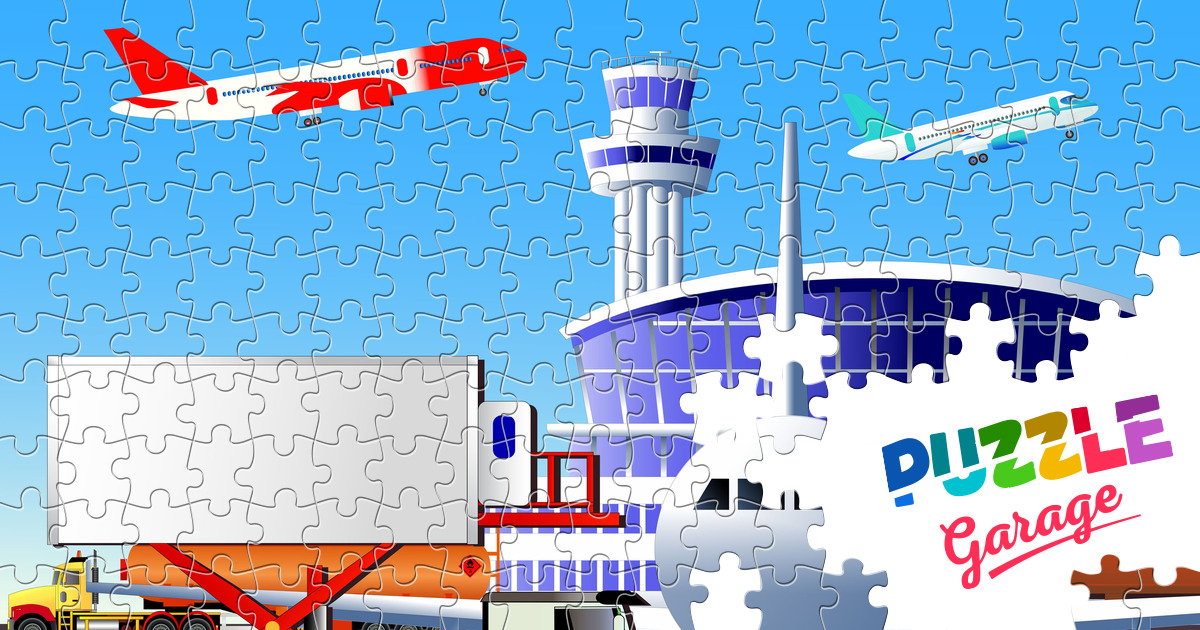 Airport and aircraft Jigsaw Puzzle (For children, Cartoon Illustrations ...