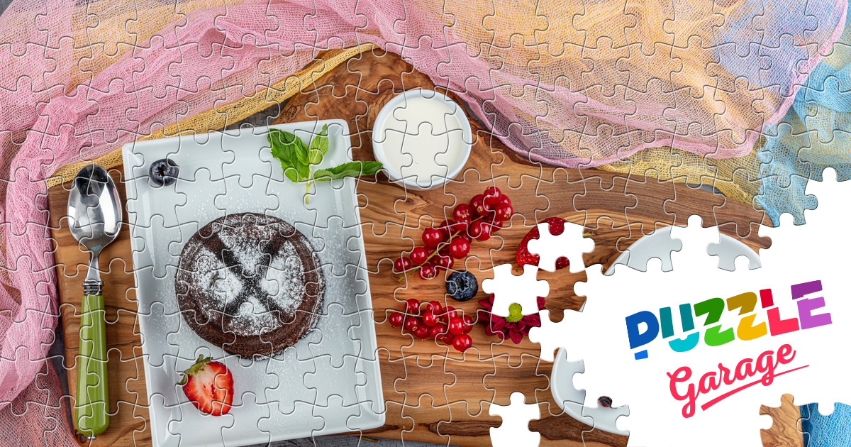 Chocolate soufflé and berries Jigsaw Puzzle (Home, Food) | Puzzle Garage