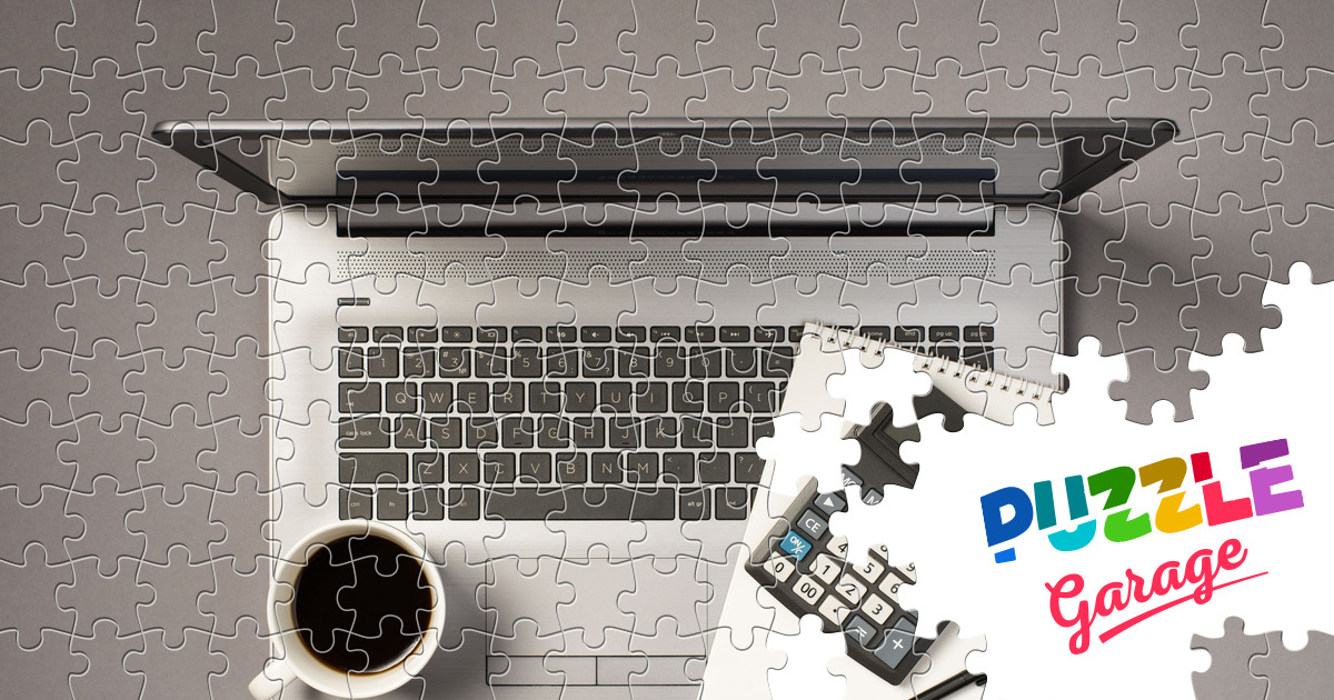 Gray laptop, notepad and calculator Jigsaw Puzzle (Stuff, Electronics ...