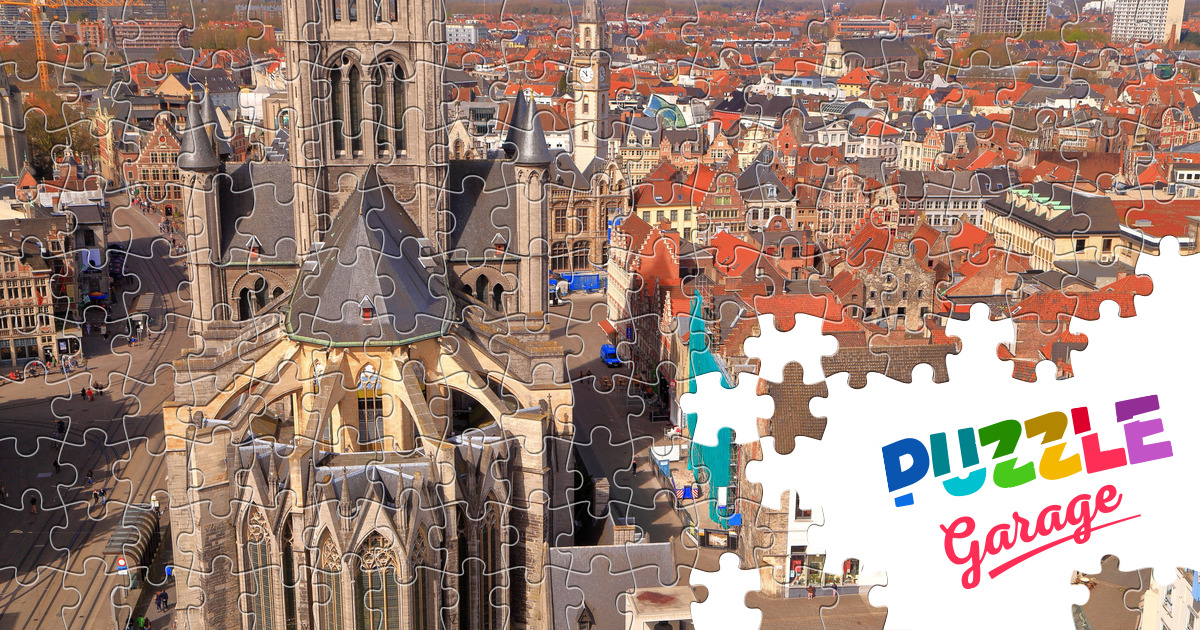 Church of St. Nicholas and buildings in Ghent Jigsaw Puzzle (Countries ...
