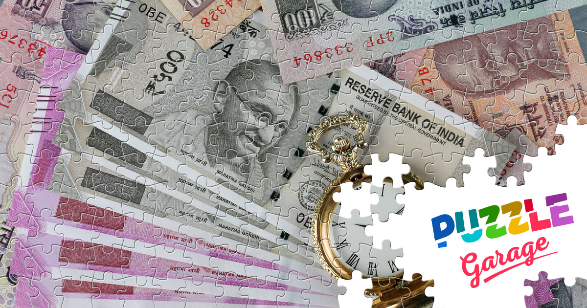 Indian rupees and antique watch Jigsaw Puzzle (Other, Money) | Puzzle ...