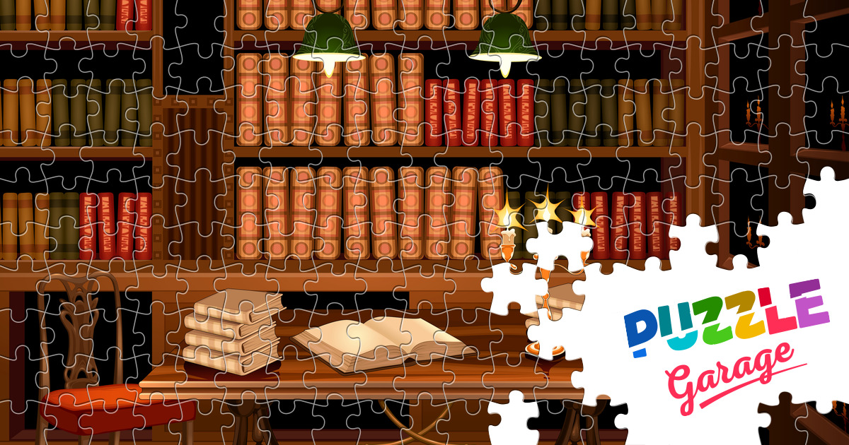 Library Jigsaw Puzzle (For children, Cartoon Illustrations) | Puzzle Garage