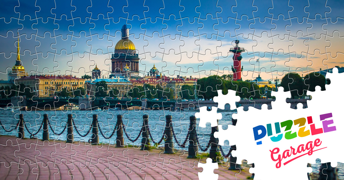 View of St. Isaac's Cathedral and Rostral Columns Jigsaw Puzzle ...