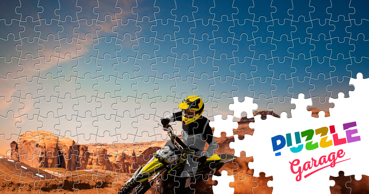 Motorcycle racer in the desert Jigsaw Puzzle (Technics, Moto) | Puzzle ...