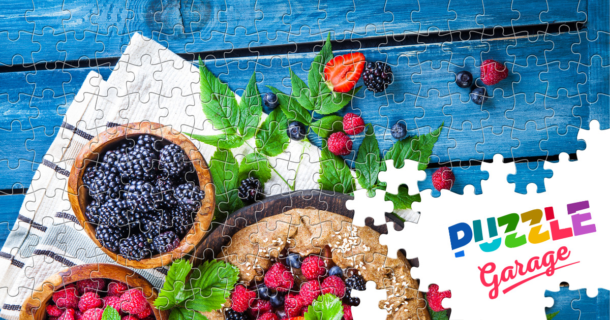 Berries on a blue table Jigsaw Puzzle (Plants, Berries) | Puzzle Garage