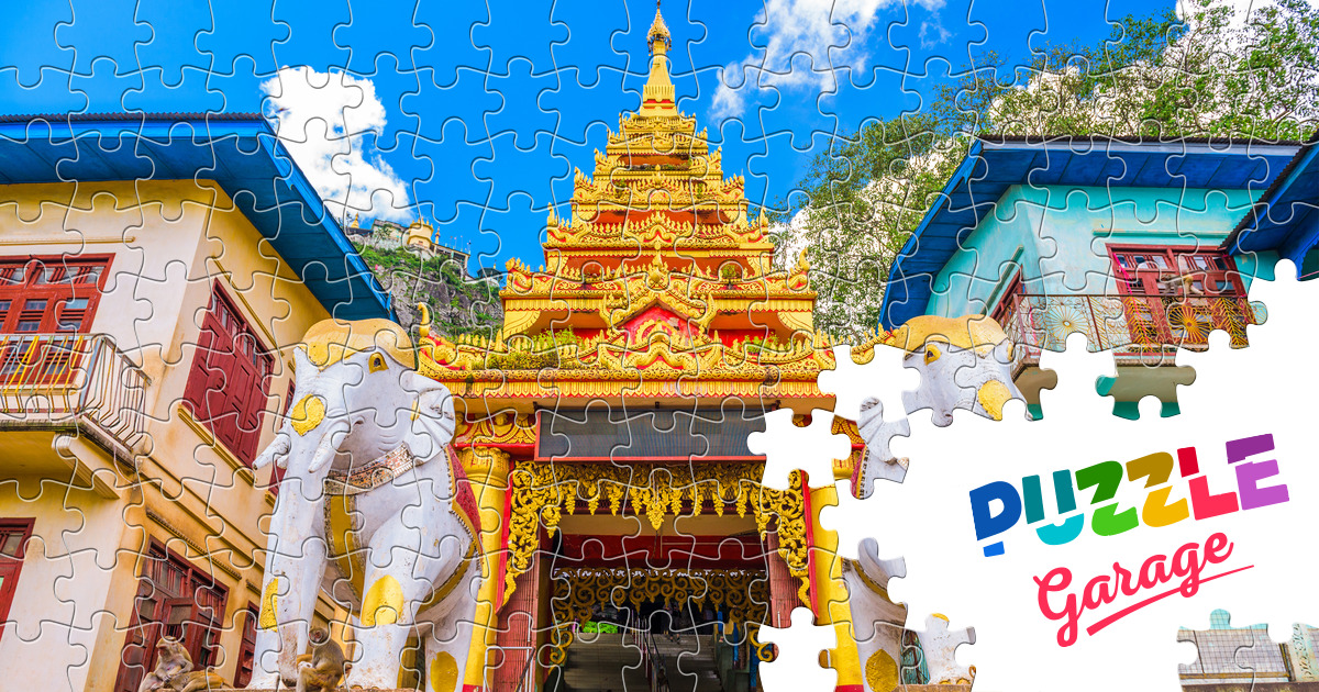 Entrance to the Buddhist monastery Taung Kalat Jigsaw Puzzle (Countries ...
