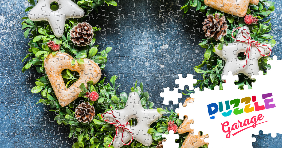 Wreath with gingerbread cookies Jigsaw Puzzle (Holidays, Christmas ...