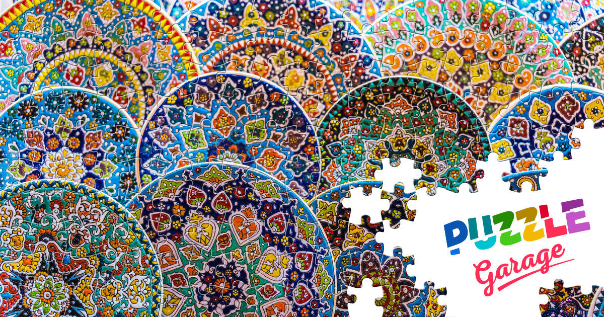 Multicolored ceramic dishes Jigsaw Puzzle (Home, Needlework) | Puzzle ...