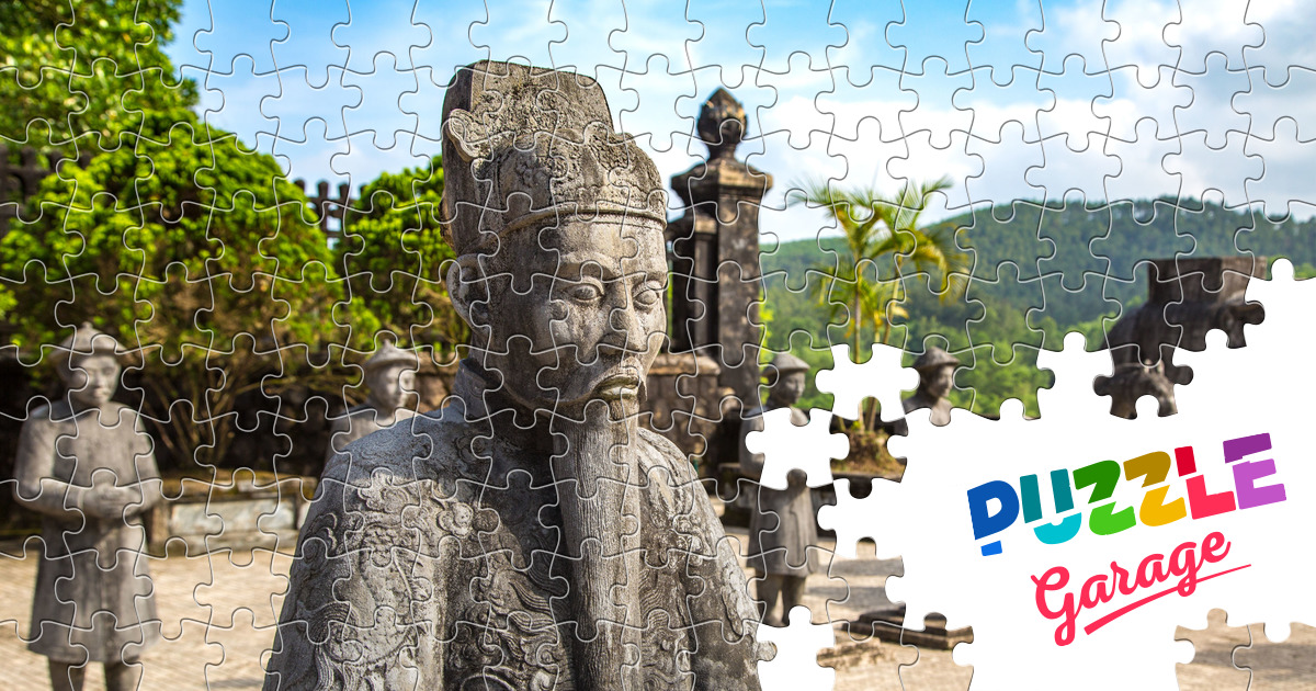 Sculptures of warriors in front of the tomb of Khai Dinh Jigsaw Puzzle ...