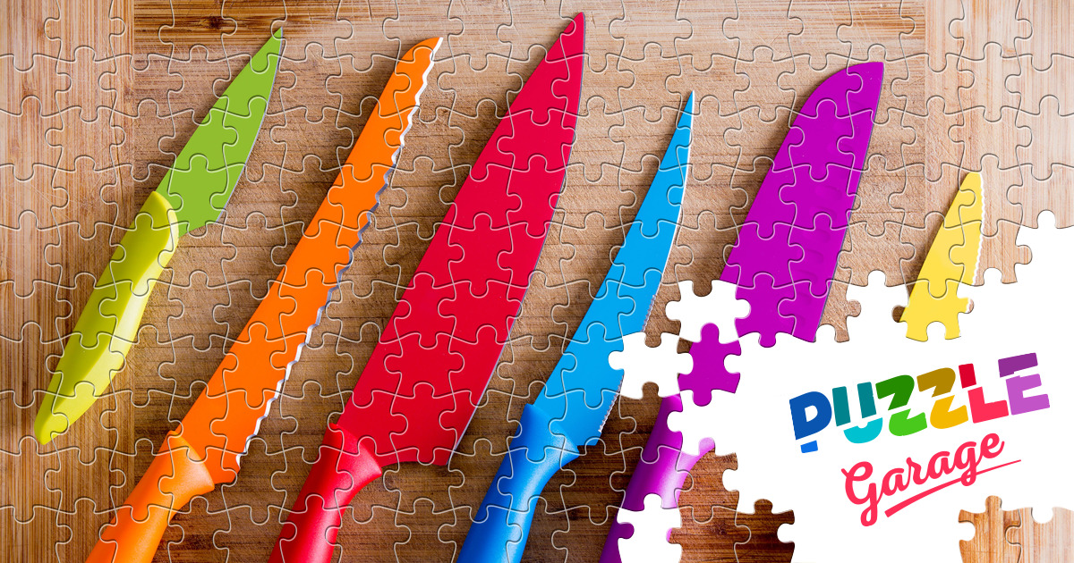Multicolored kitchen knives Jigsaw Puzzle (Stuff, Tools) | Puzzle Garage