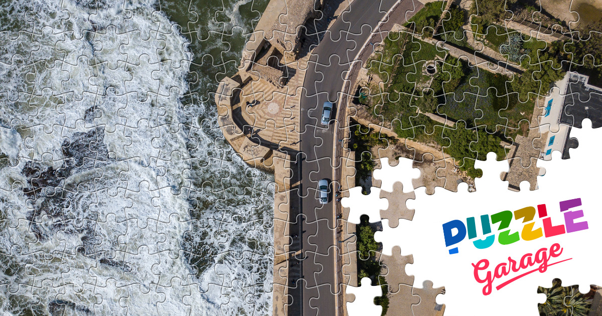Top view of the sea and the embankment road Jigsaw Puzzle (Architecture ...