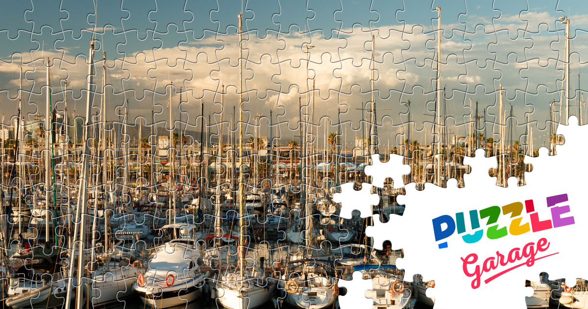 Sailboats at Barcelona Marina Jigsaw Puzzle (Countries, Spain) | Puzzle ...
