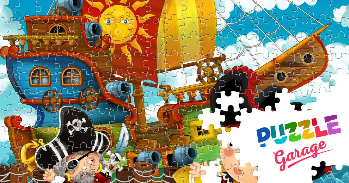 Pirates by the ship Jigsaw Puzzle (For children, Cartoon Illustrations ...