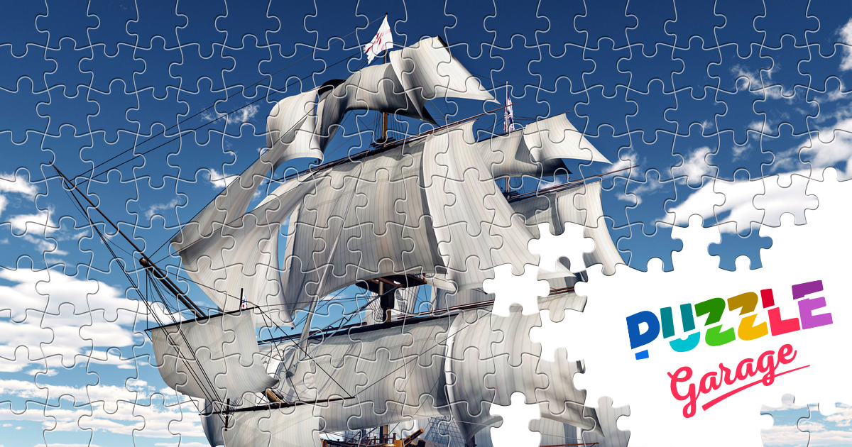 White sailboat at sea Jigsaw Puzzle (Technics, Ships) | Puzzle Garage