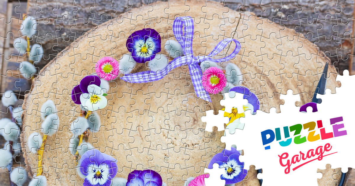 Wreath with violets Jigsaw Puzzle (Plants, Flowers) | Puzzle Garage