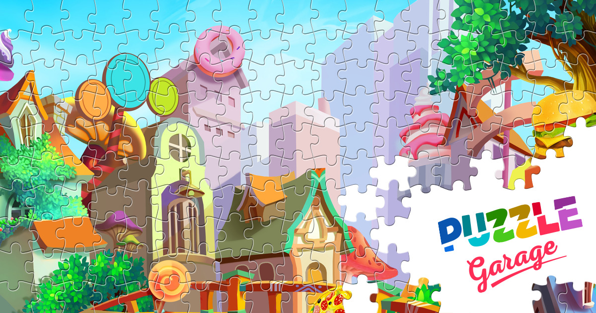 Food city Jigsaw Puzzle (For children, Cartoon Illustrations) | Puzzle Garage