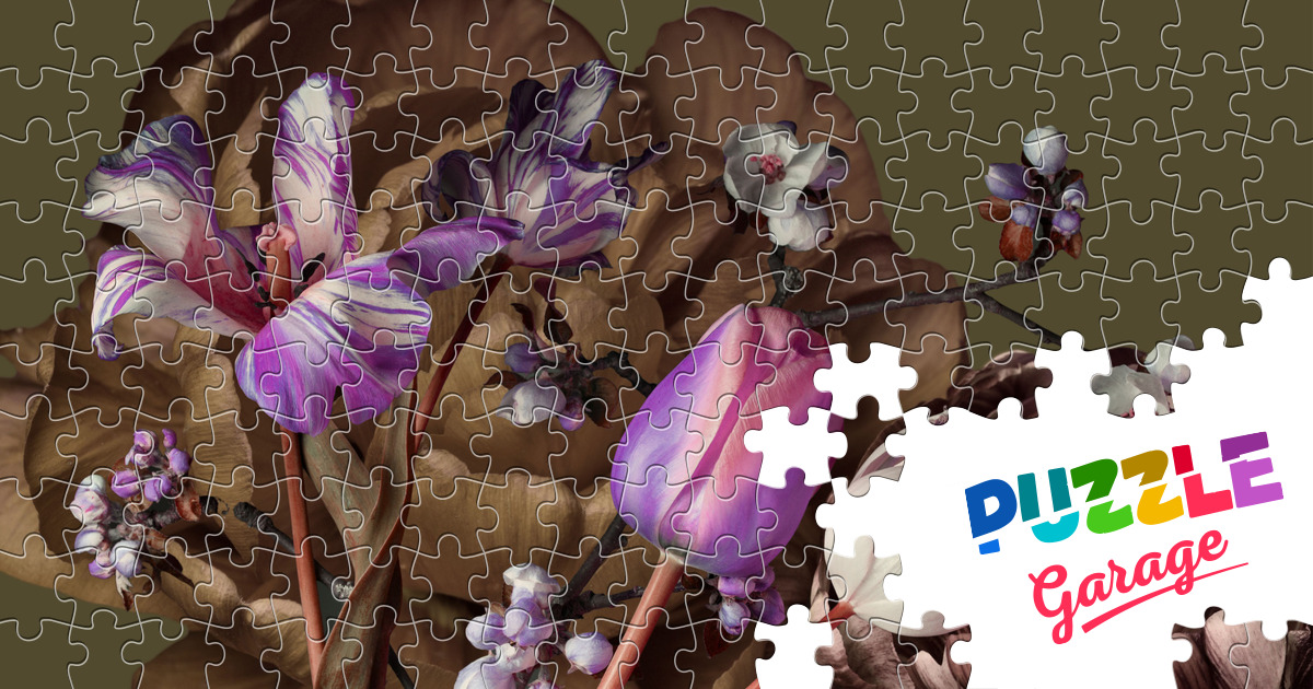 Purple tulips and apple blossom Jigsaw Puzzle (Plants, Flowers ...
