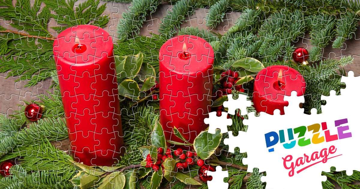 Christmas composition with candles Jigsaw Puzzle (Holidays, Christmas ...