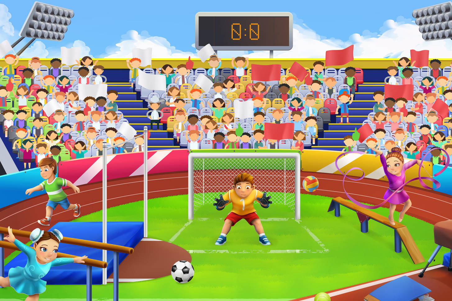 Athletes at the stadium Jigsaw Puzzle (For children, Cartoon ...