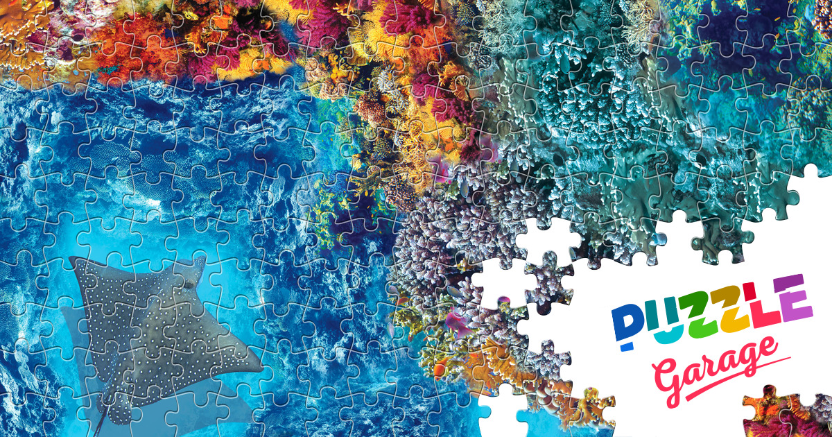 Stingray on a coral reef Jigsaw Puzzle (Animals, Marine life) | Puzzle ...