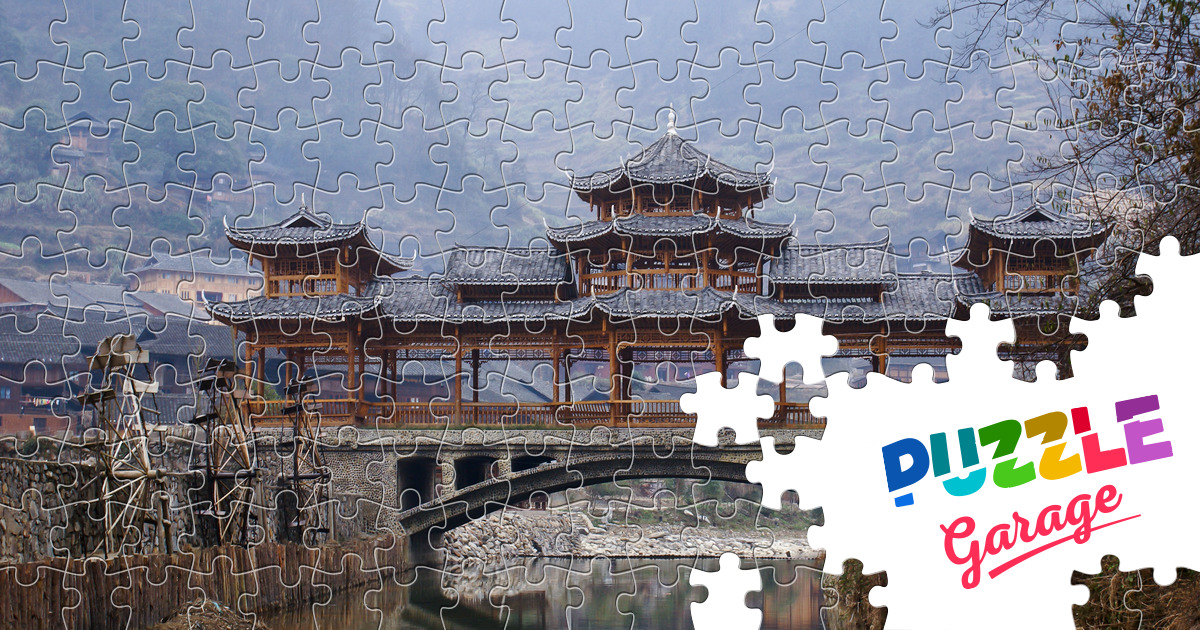Chinese Village Bridge Jigsaw Puzzle (Countries, China) | Puzzle Garage