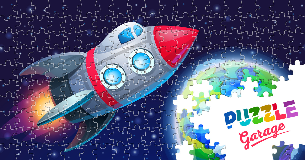 Rocket and planet Earth Jigsaw Puzzle (For children, Cartoon ...
