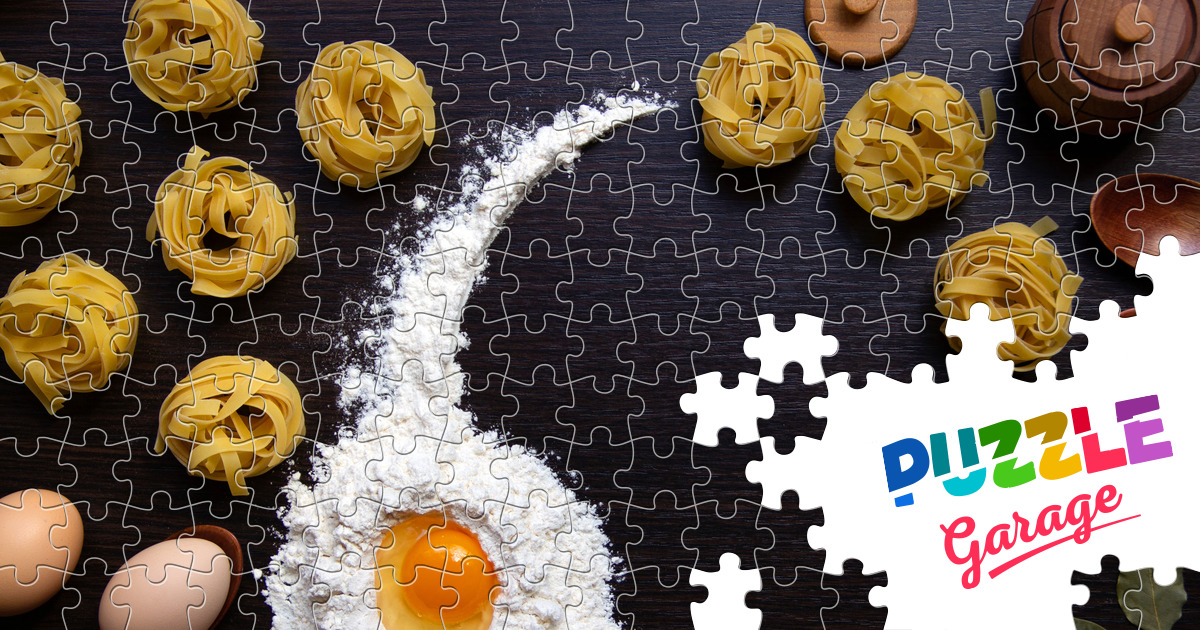 Fettuccine and flour on the table Jigsaw Puzzle (Home, Food) | Puzzle ...
