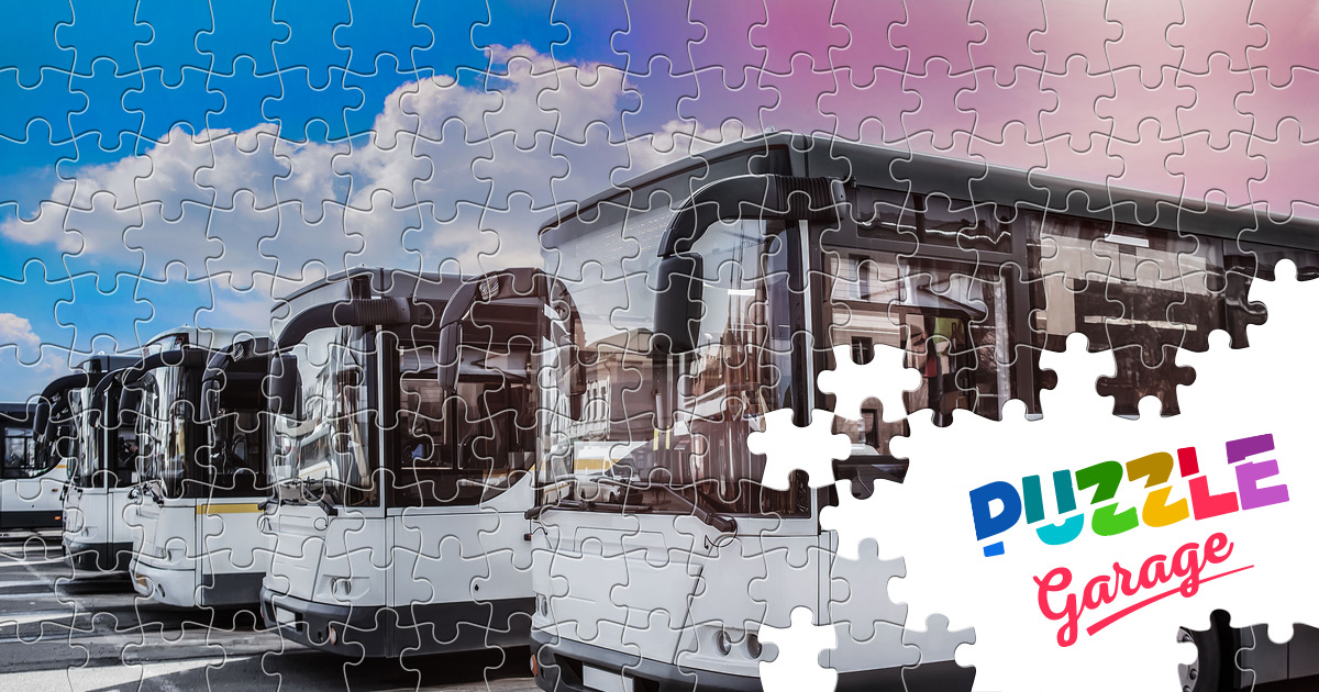 Buses in the parking lot Jigsaw Puzzle (Technics, Public transport ...