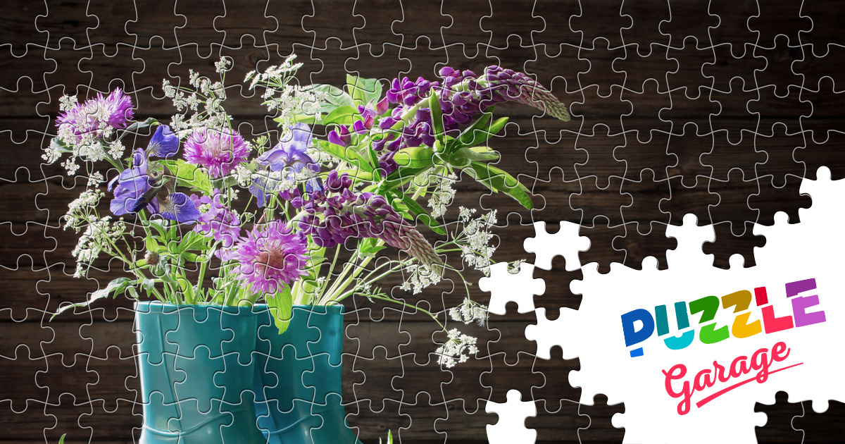 Flowers in rubber boots Jigsaw Puzzle (Plants, Flowers) | Puzzle Garage