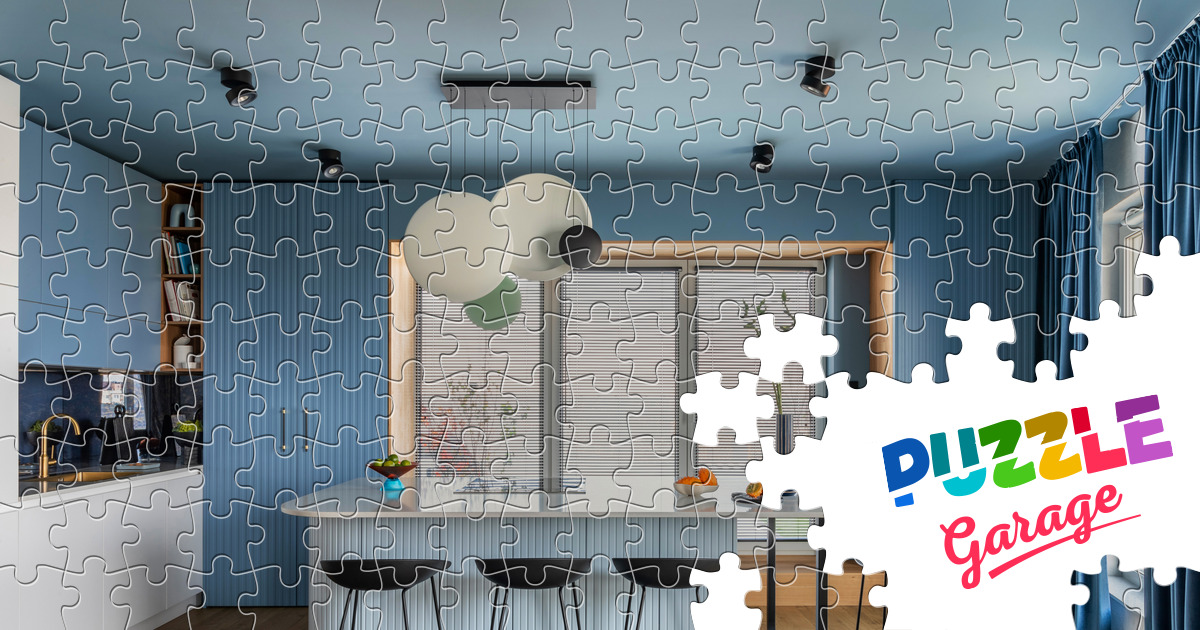 Blue kitchen interior Jigsaw Puzzle (Home, Interiors) | Puzzle Garage