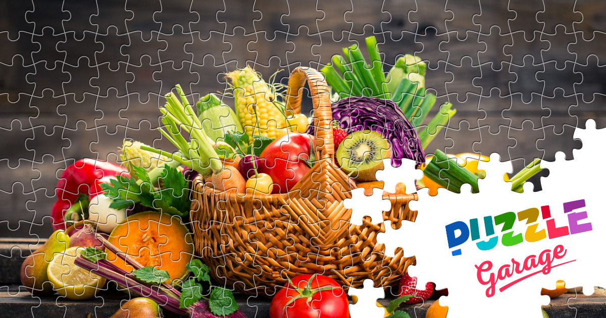 Fresh fruits and vegetables in a basket Jigsaw Puzzle (Plants ...