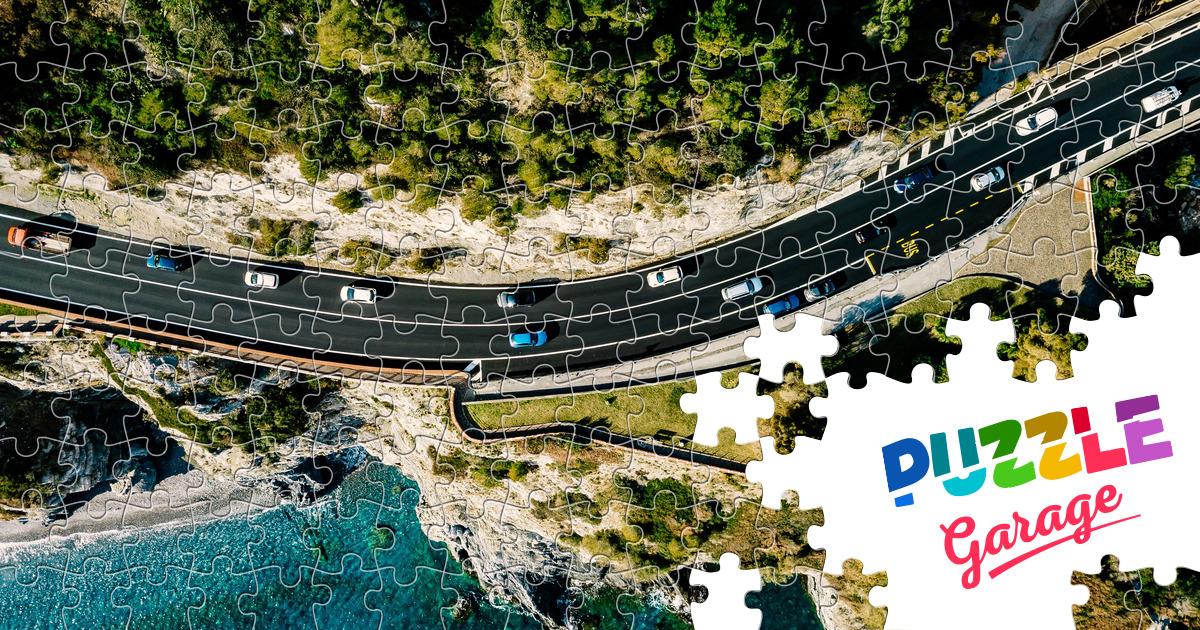 View of the road along the ocean Jigsaw Puzzle (Countries, USA ...