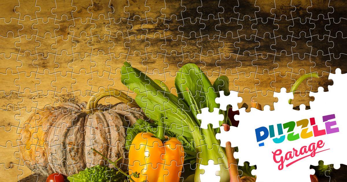 Fresh vegetables and fruits on a wooden table Jigsaw Puzzle (Plants ...