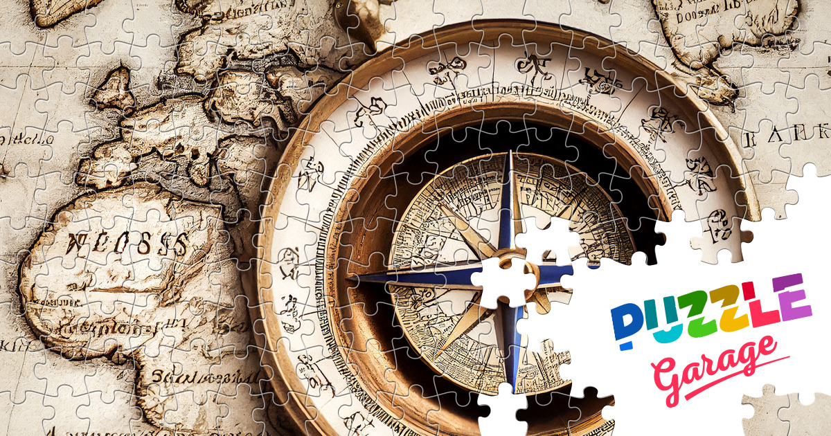 Old compass on the map Jigsaw Puzzle (History, Maps) | Puzzle Garage