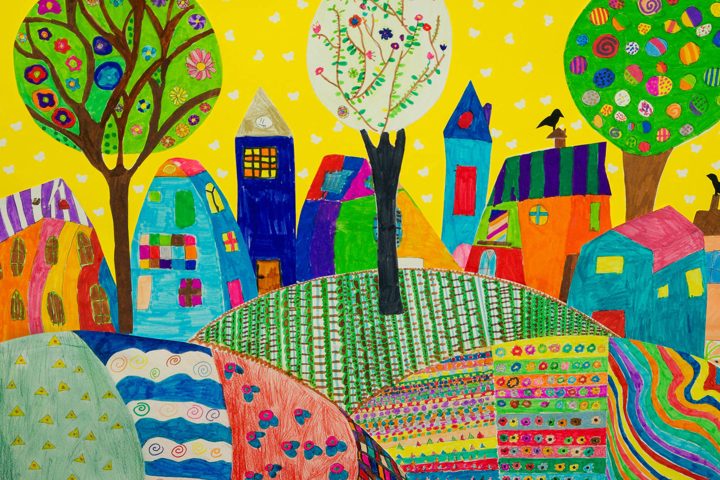 Child's drawing of a city Jigsaw Puzzle (For children, Cartoon ...