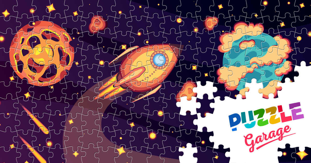 Rocket in space Jigsaw Puzzle (For children, Cartoon Illustrations ...