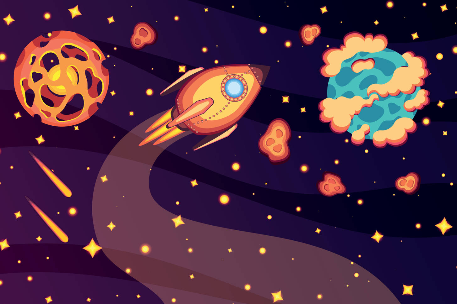 Rocket in space Jigsaw Puzzle (For children, Cartoon Illustrations ...