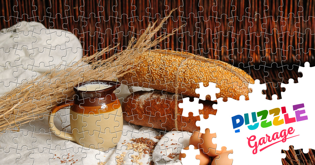 Rustic bread, milk and eggs Jigsaw Puzzle (Home, Food) | Puzzle Garage
