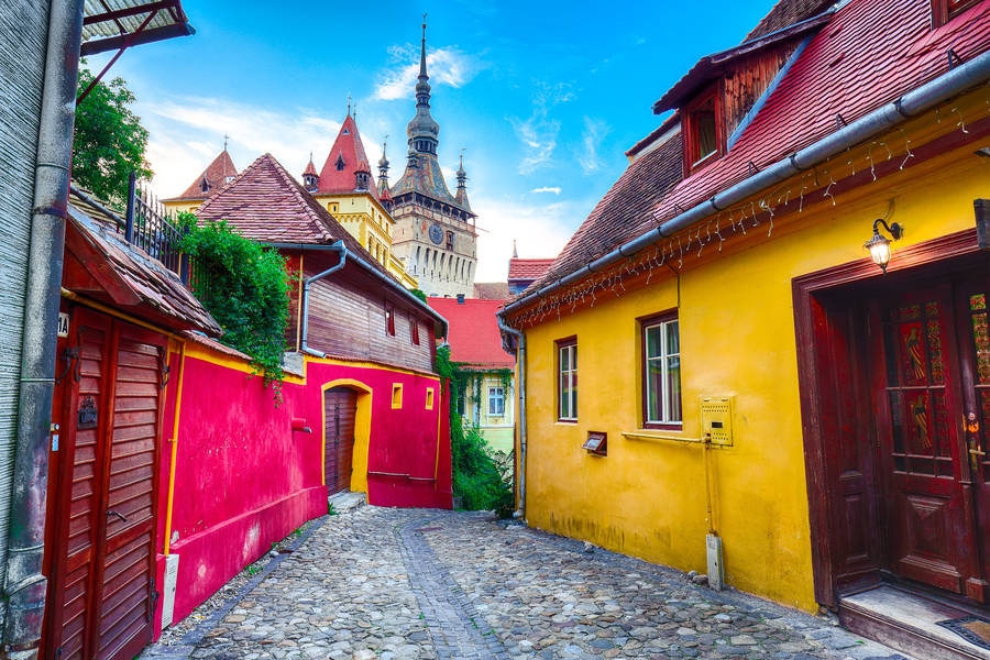 Sunset on the streets in Sibiu Jigsaw Puzzle (Countries, Romania ...
