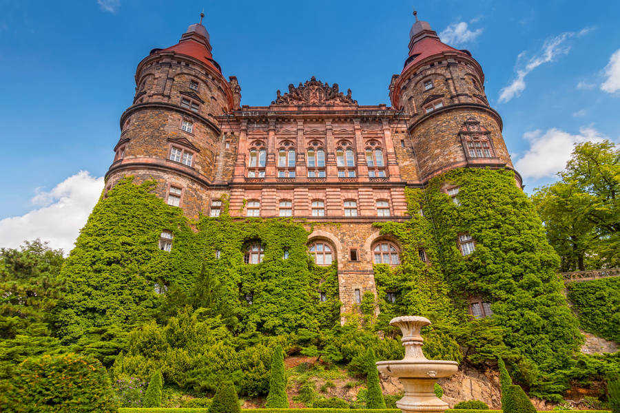 View of the towers of Ksenzh castle Jigsaw Puzzle (Countries, Poland ...