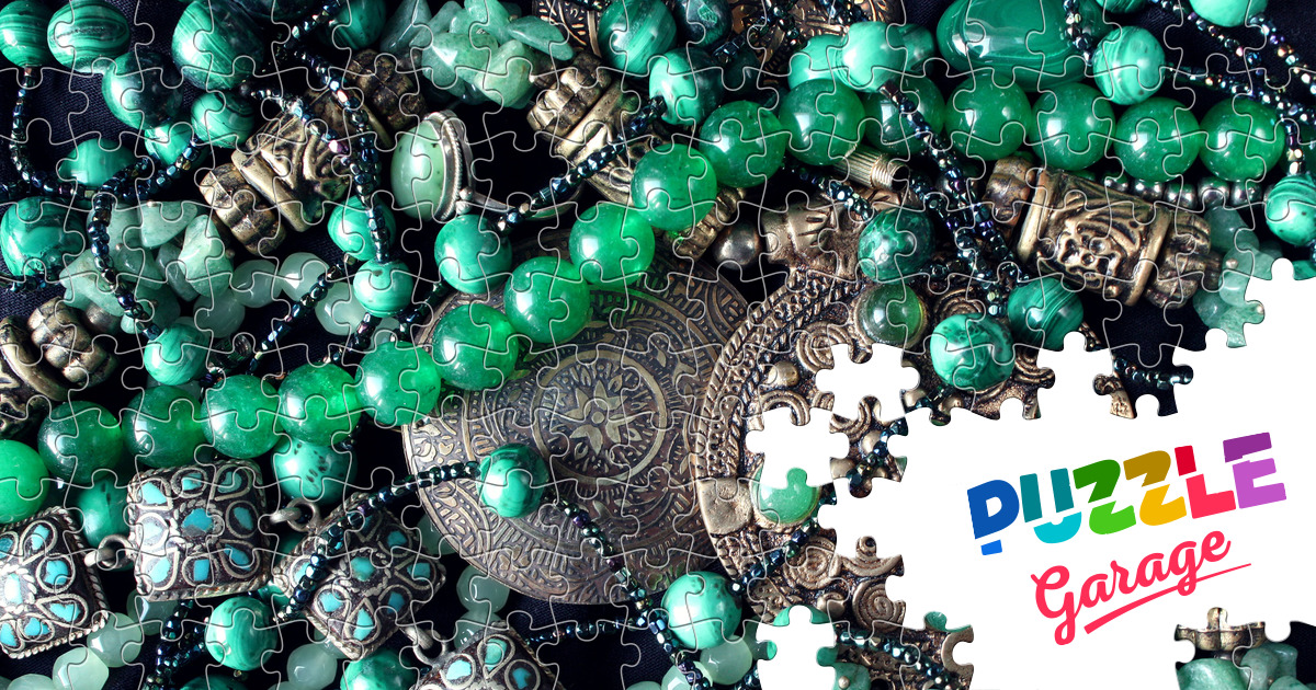 Silver jewelry with natural stones Jigsaw Puzzle (Stuff, Jewellery ...