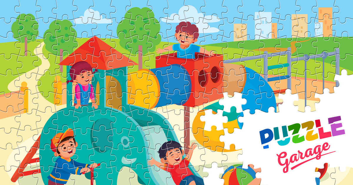 Children on the playground Jigsaw Puzzle (For children, Cartoon ...