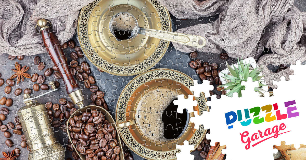 Coffee in a cup and coffee beans Jigsaw Puzzle (Home, Food) | Puzzle Garage