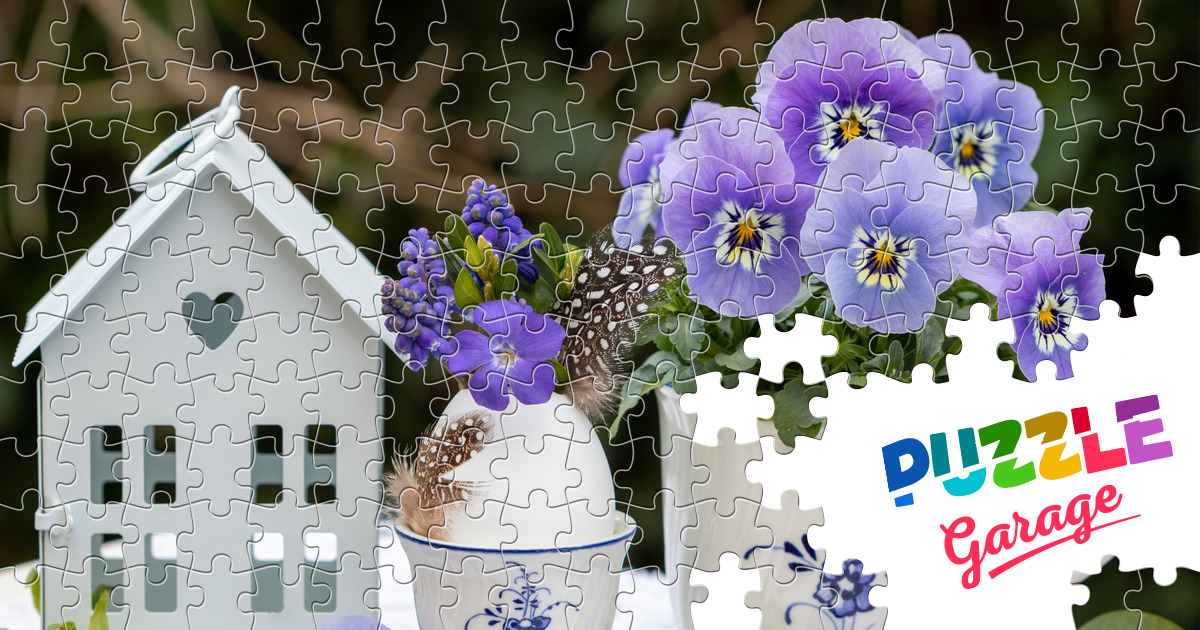 Violets on the table Jigsaw Puzzle (Plants, Flowers) | Puzzle Garage
