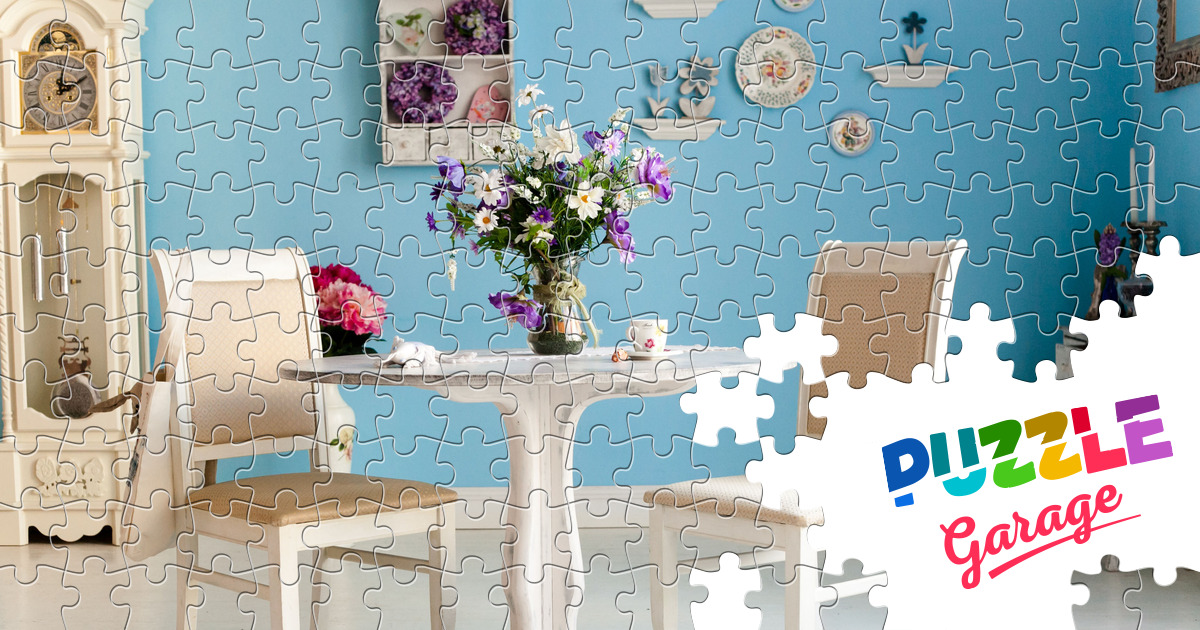 Blue dining room interior Jigsaw Puzzle (Home, Interiors) | Puzzle Garage